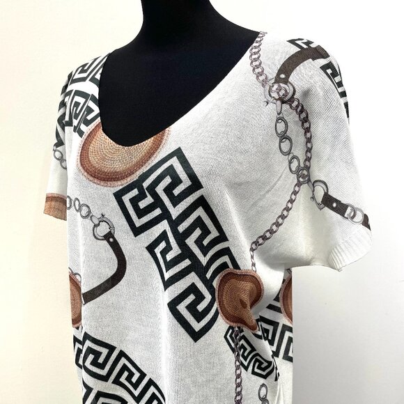 Des Moi | Tops | Greek Key Design Knitted T | Poshmark